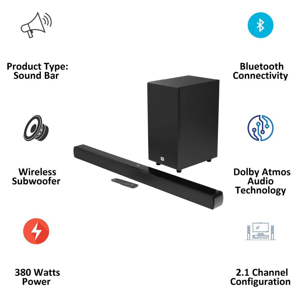 Buy JBL Cinema SB190 2.1 Channel Sound Bar with Wireless Subwoofer in ...