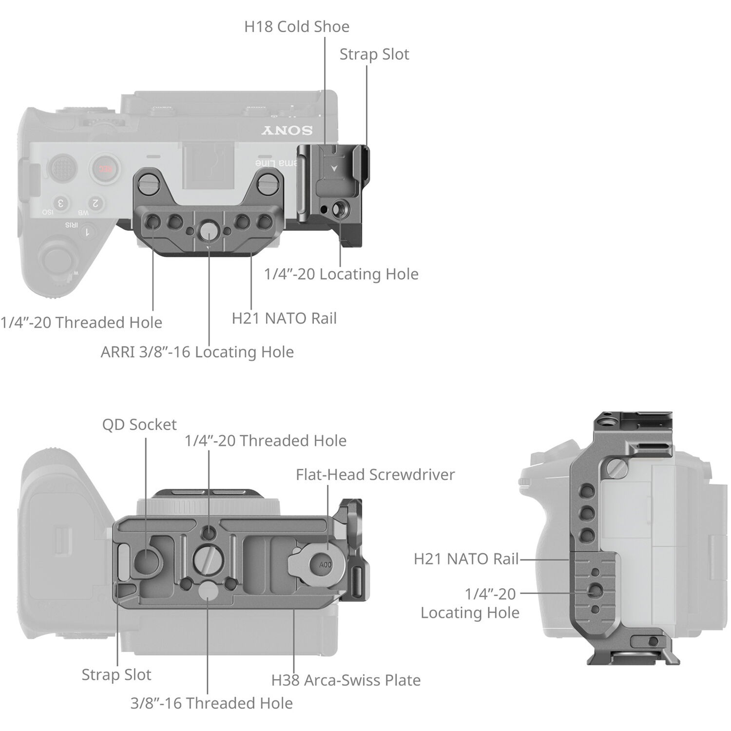 SmallRig 4772 HawkLock Quick Release Half Cage For Sony FX3 / FX30 ...