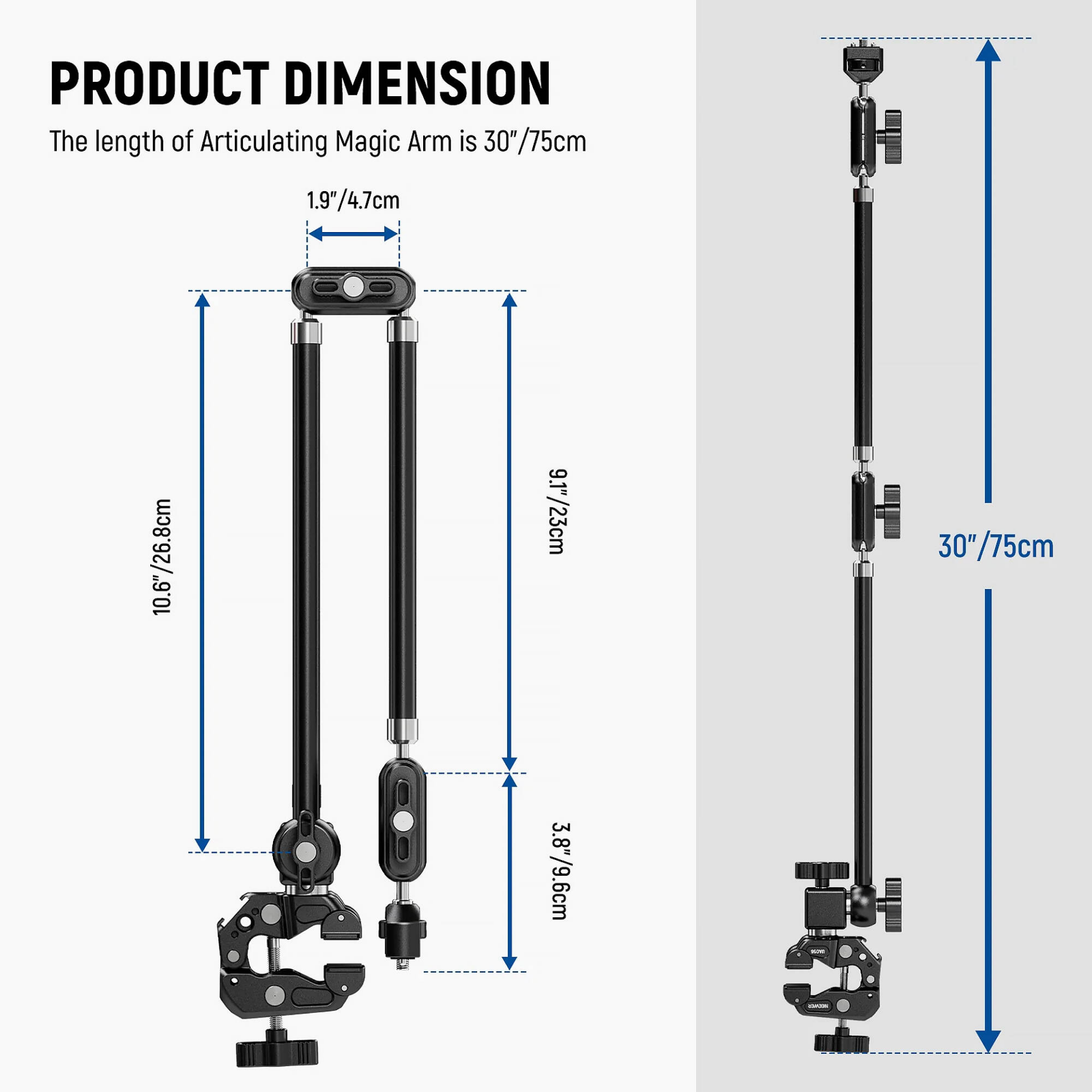 Buy NEEWER UA056 30" Articulating Magic Arm with Super Clamp & Phone ...